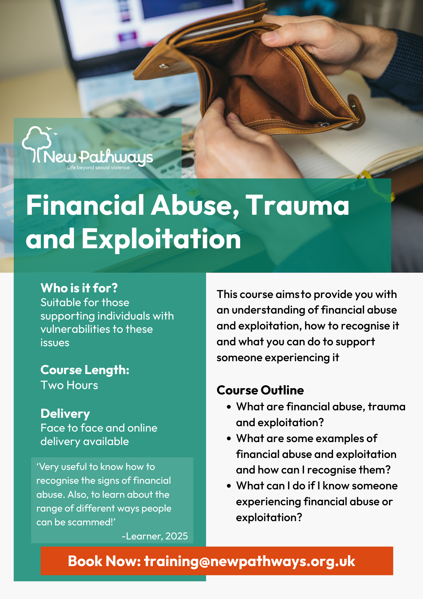 Financial Abuse, Trauma & Exploitation Course Page - New Pathways